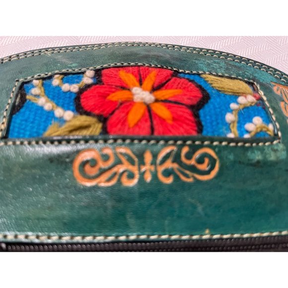 Bags | Embroidered Floral Flower Wallet Boho Bifold Bluegreen E | Poshmark